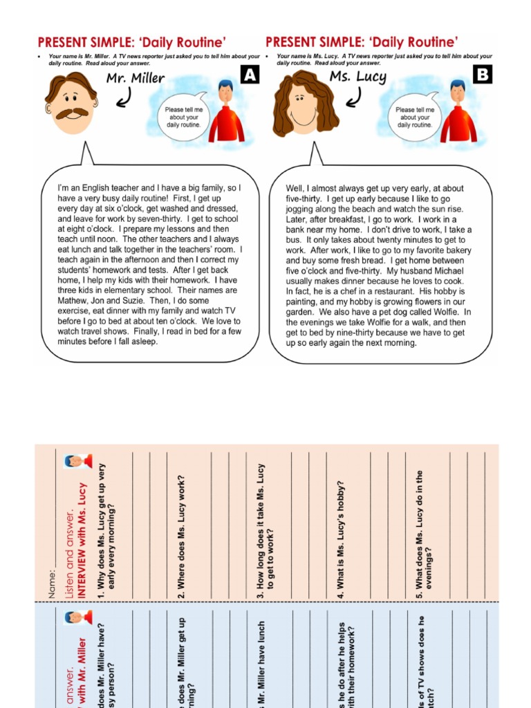 Simple Present Interview Pairwork | PDF