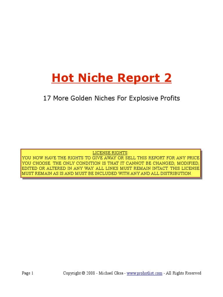 Hot Niche Report 2 | PDF | Raw Foodism | Laptop