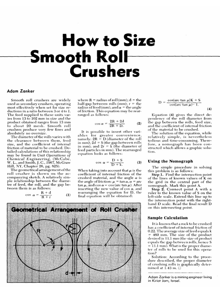 How To Size Smooth Roll Crushers | PDF | Applied And Interdisciplinary ...