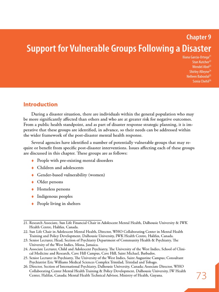 Support For Vulnerable Groups Following A Disaster | PDF | Mental ...