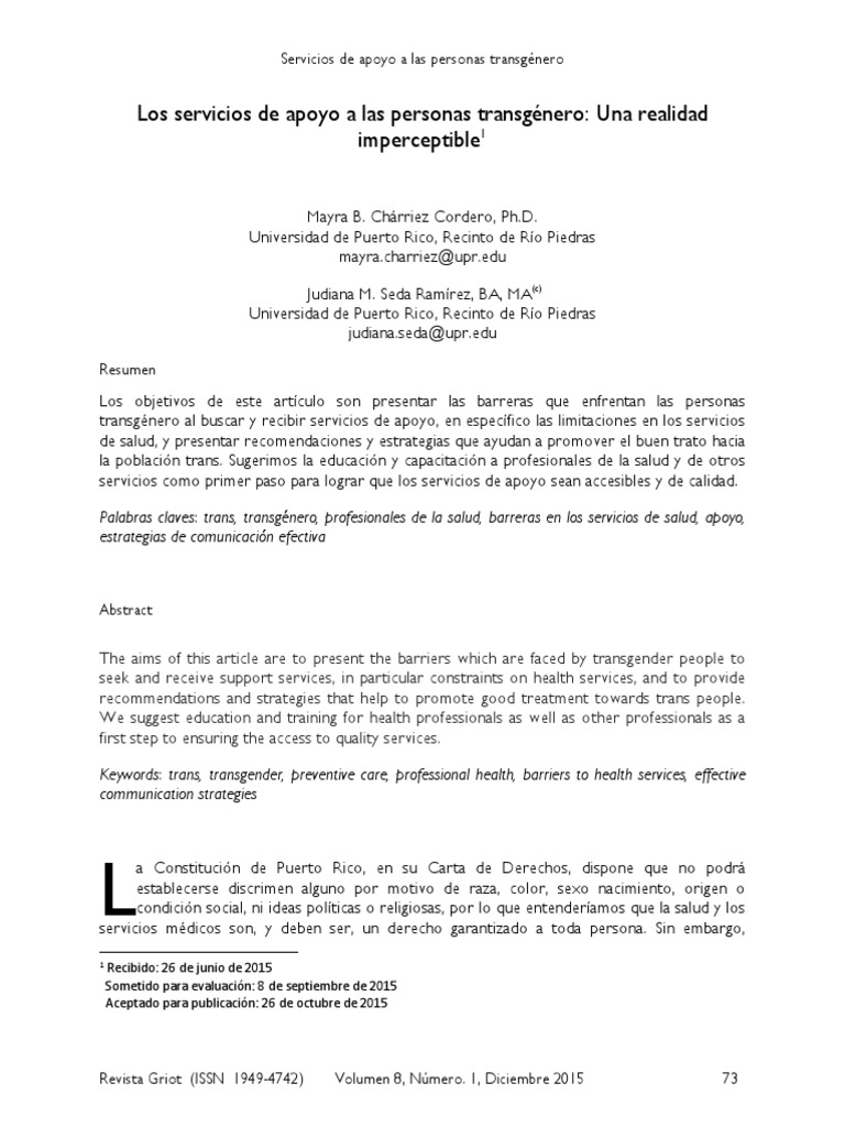 Los Servicios de Apoyo A Las Personas Transgénero Una Realidad ...