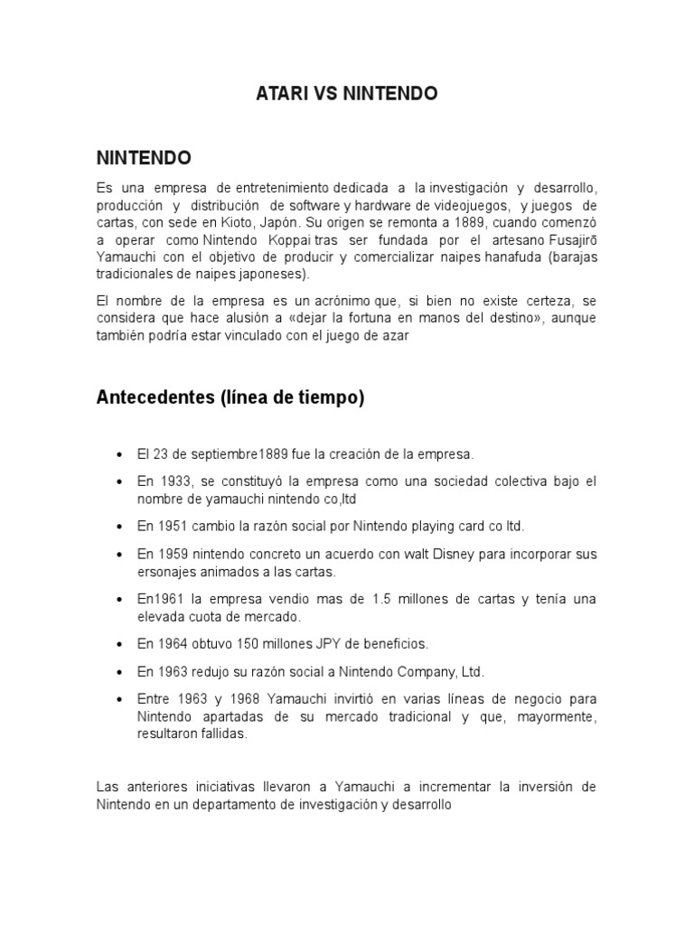 Atari VS Nintendo | Descargar gratis PDF | Nintendo | Hardware