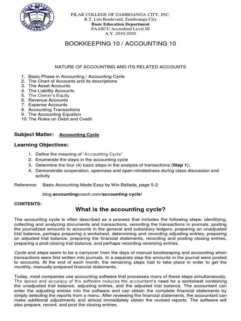 Accounting 10 Handouts | PDF | Debits And Credits | Expense