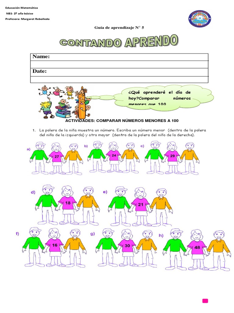 Comparar Números Menores a 100 | PDF