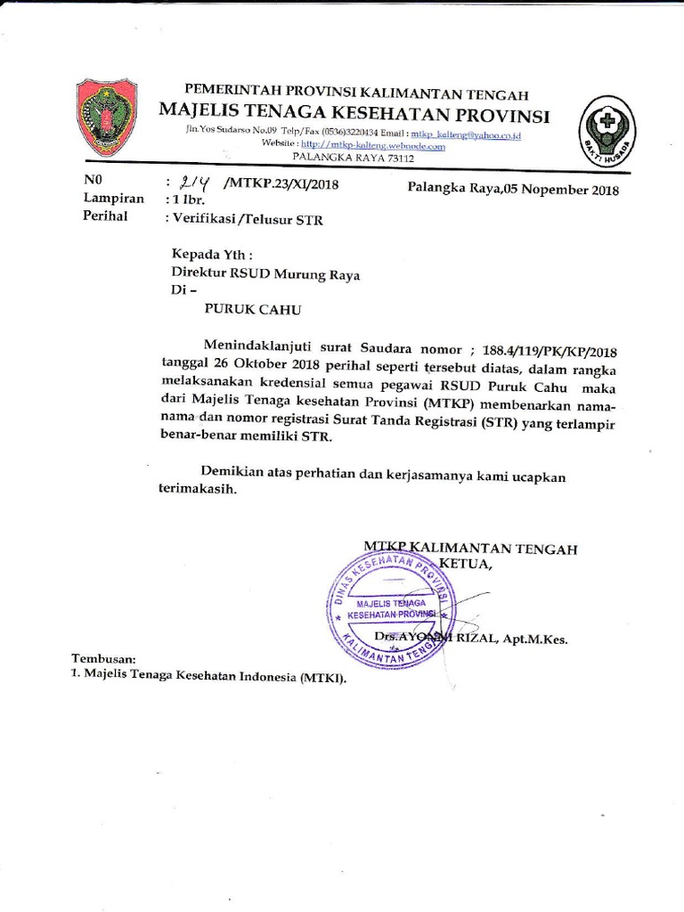 Contoh Verifikasi STR | PDF