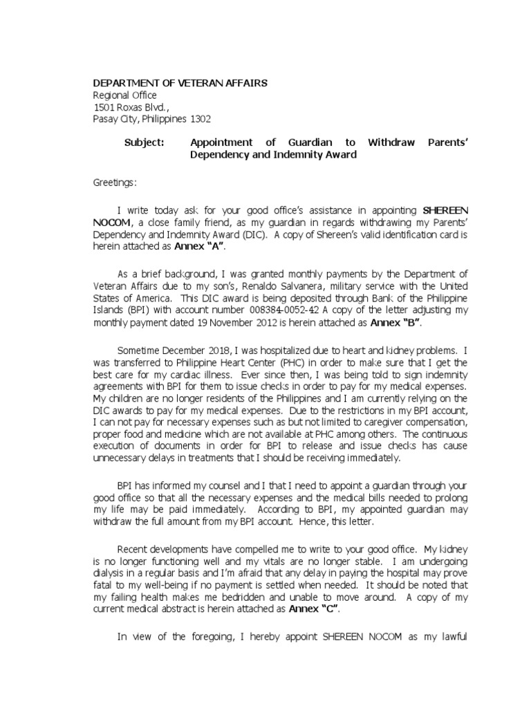Letter of Appointment of Guardian | PDF | Health Care | Government