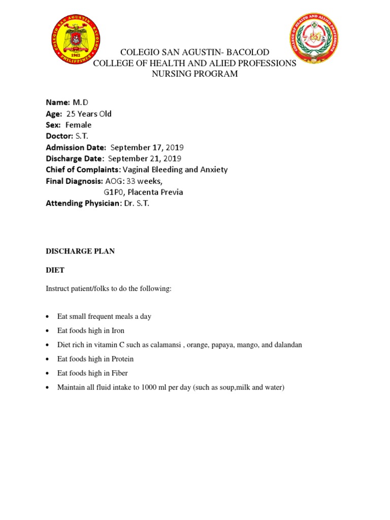 Discharge Plan Post-Partum Mother | Download Free PDF | Patient | Hygiene