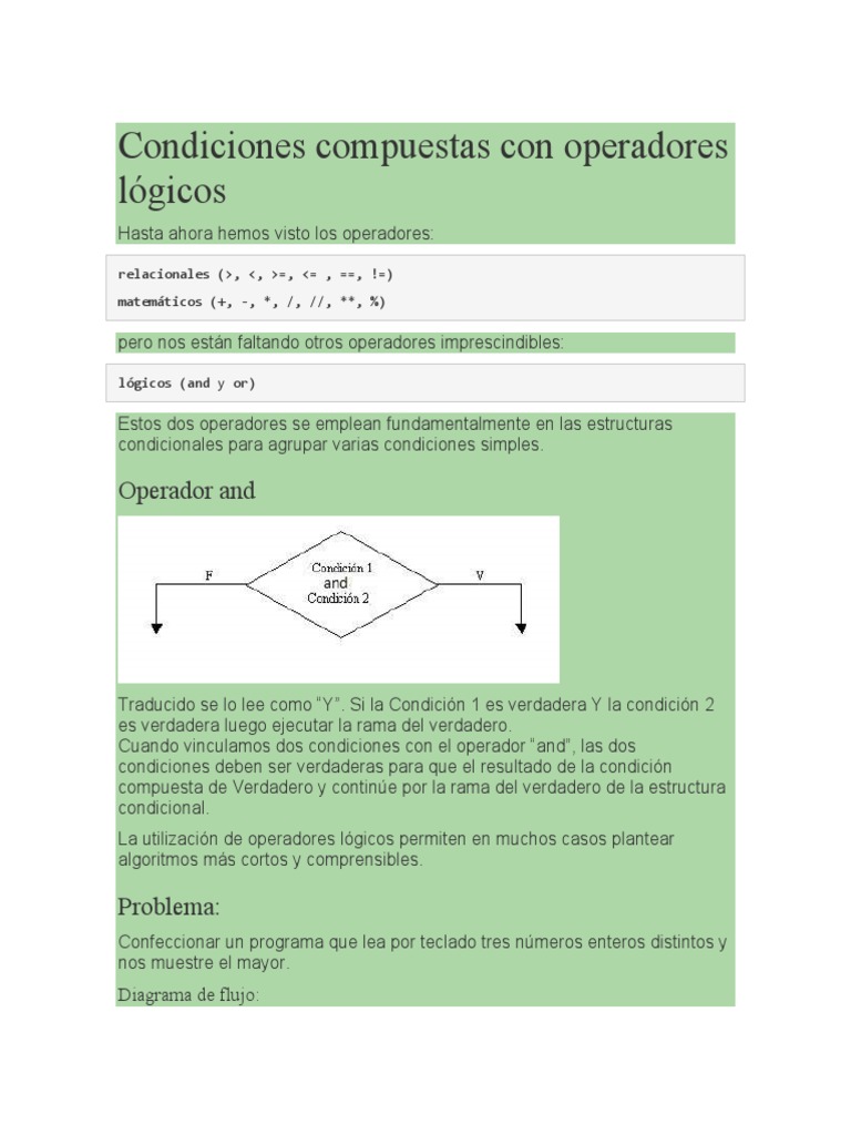 5.condiciones Compuestas Con Operadores Lógicos | PDF | Programa de ...