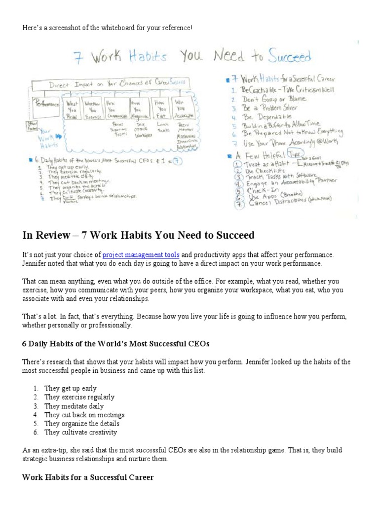 7 Work Habits You Need To Succeed | PDF | Criticism | Communication