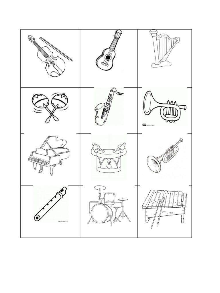 Página Para Colorear De Instrumentos Musicales Instrumentos Musicales