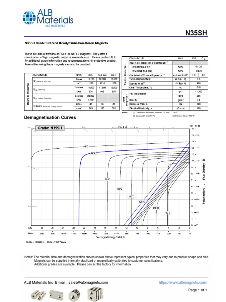 N35SH Neodymium Magnet Specifications | PDF | Applied And ...