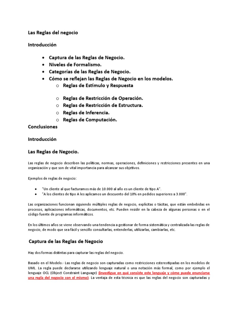 Reglas Del Negocio Pdf Ingeniería De Software Áreas De Informática 