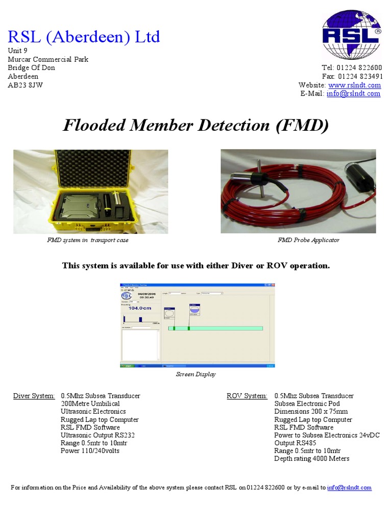 Flooded Member Detection (FMD) : RSL (Aberdeen) LTD | PDF