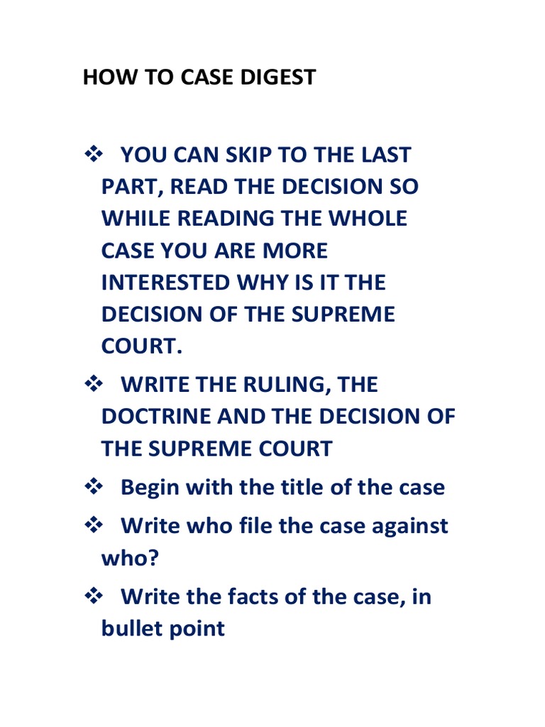 How To Case Digest: You Can Skip To The Last | PDF | Law