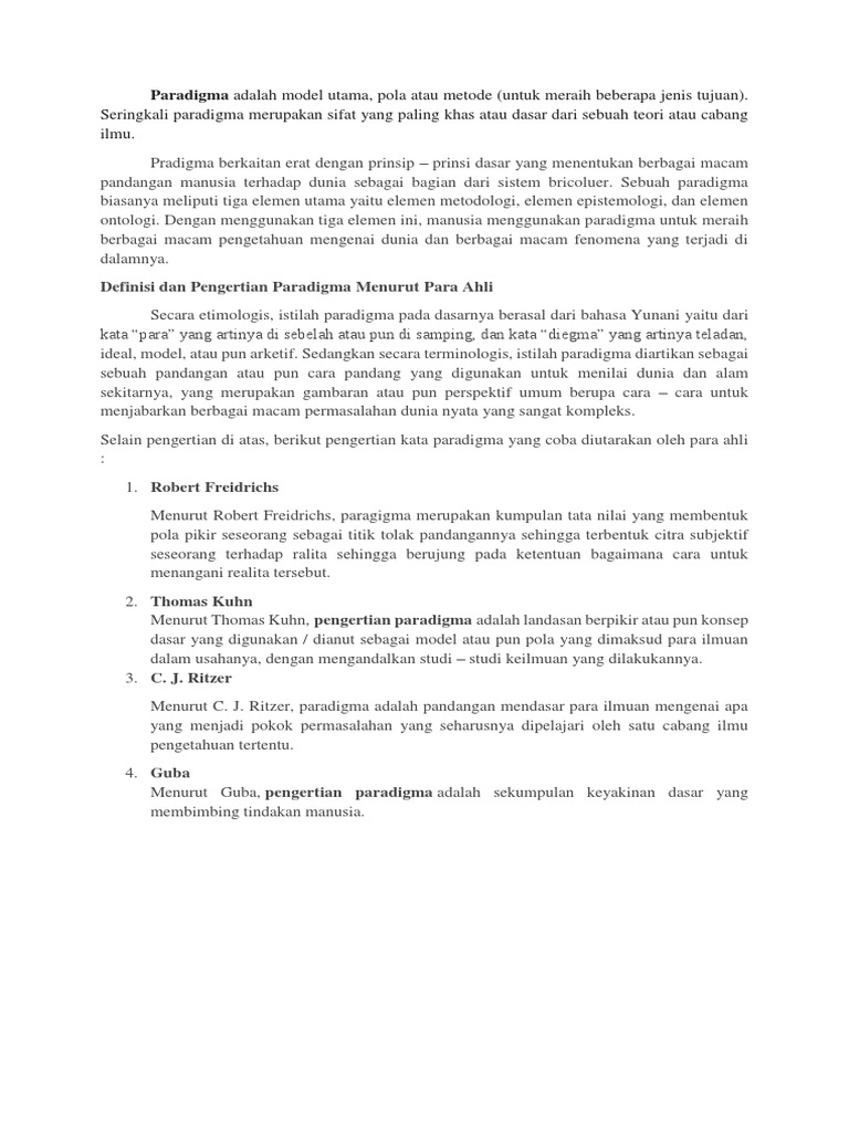 Pengertian Paradigma | PDF | Filsafat
