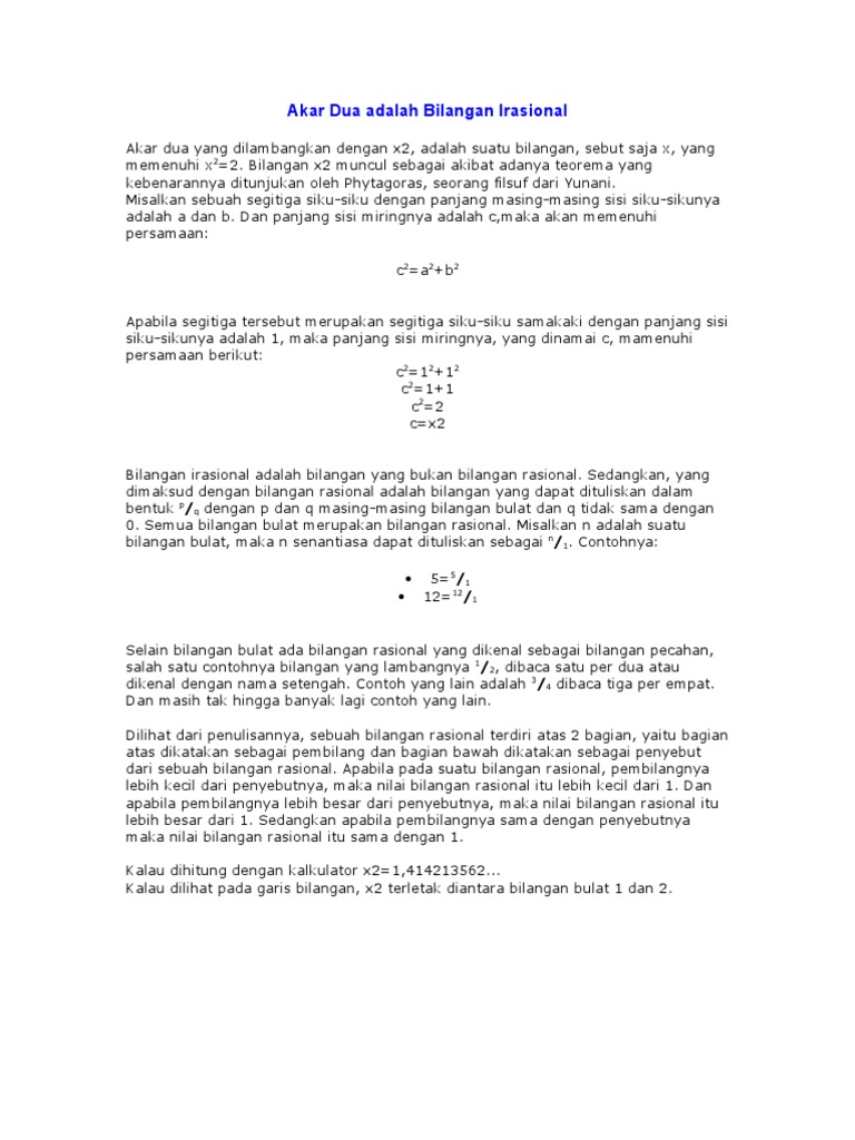 Pembuktian Kontradiksi Bil - Irasional | PDF