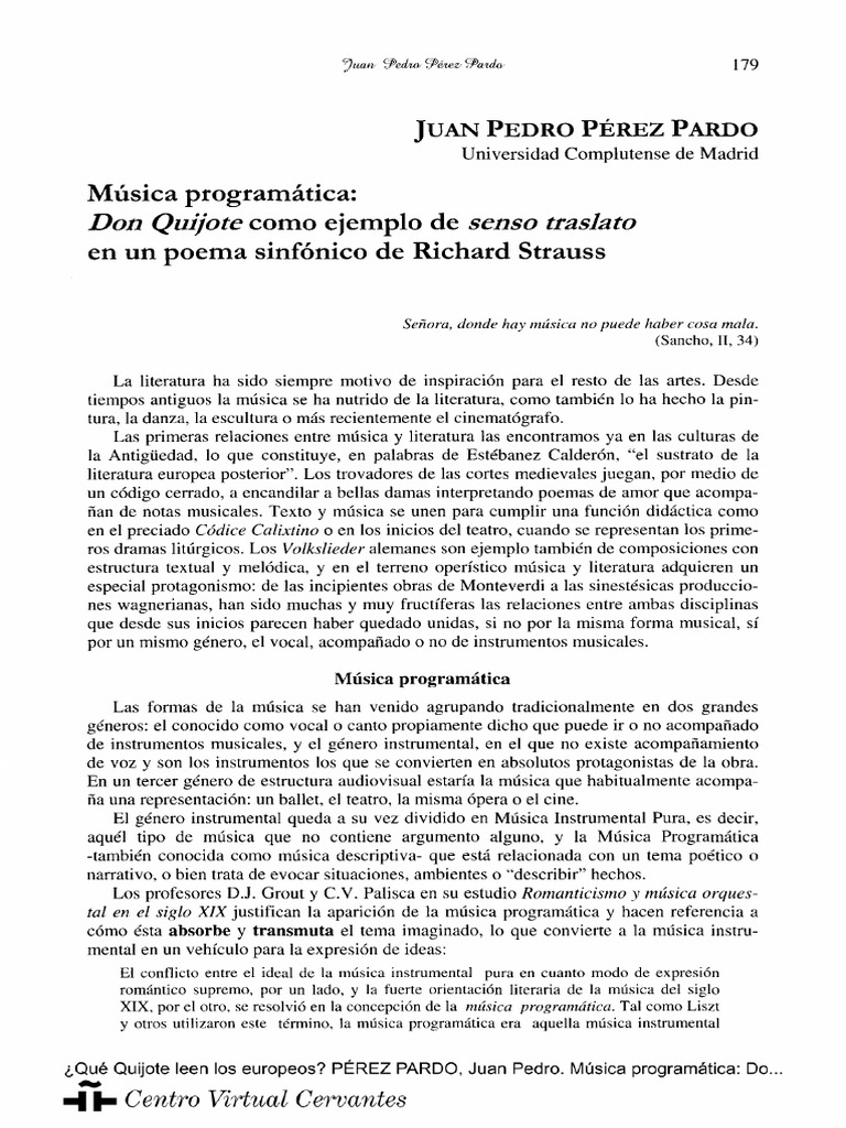 Musica Programatica PDF | PDF | Richard Strauss | Don Quijote