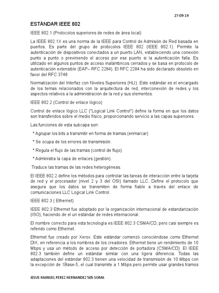 Estándares IEEE 802 para Redes Alámbricas | PDF | Ethernet | Red de ...