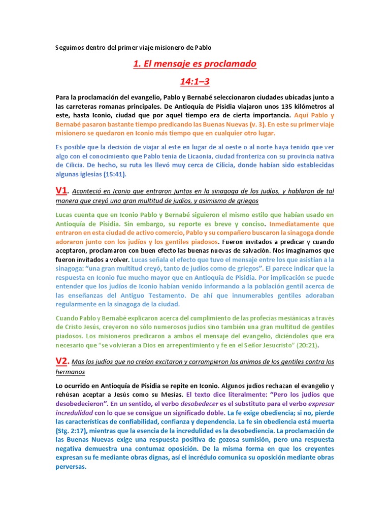 Hechos 14 - 1-7 | PDF | Pablo el apóstol | Bernabé