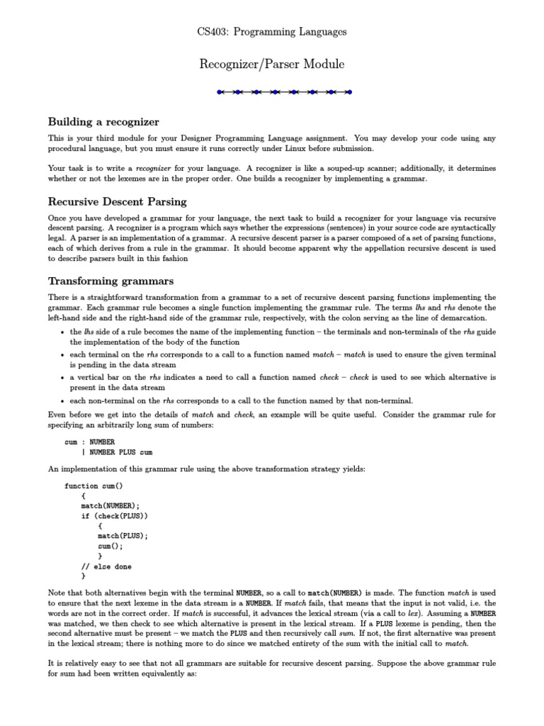 Recognizer/Parser Module | PDF | Parsing | Subroutine
