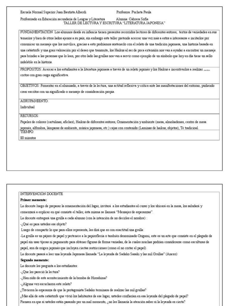 Taller de Lectura y Escritura | PDF | Haiku | Origami