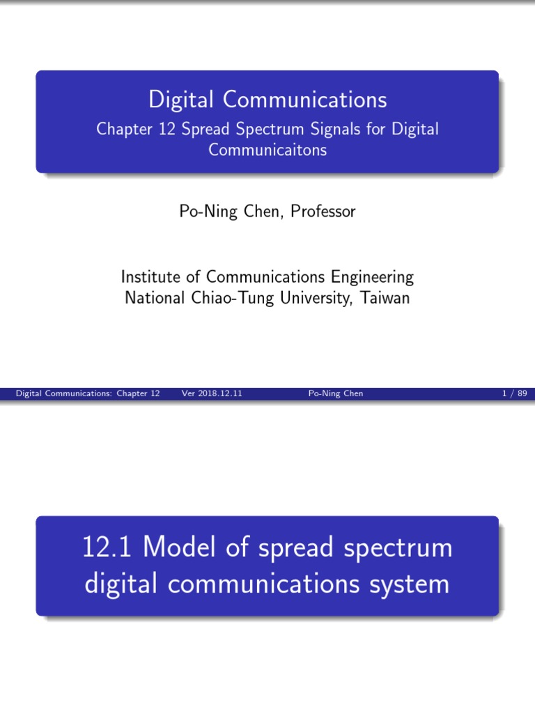 Digital Communications: Chapter 12 Spread Spectrum Signals For Digital ...