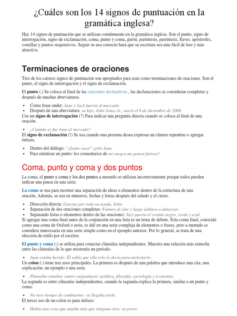 Reglas De Puntuación Signos De Puntuación (15) Imagenes Educativas