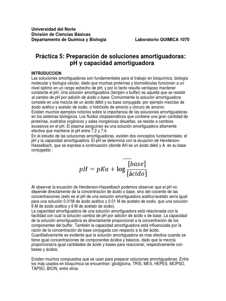 Práctica 5: Preparación de soluciones amortiguadoras: pH y capacidad amortiguadora | Solución ...