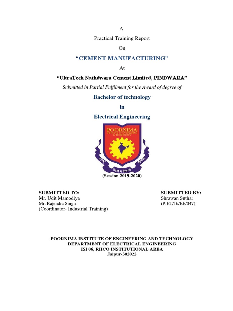 A Comprehensive Report on Cement Manufacturing Operations and Processes ...