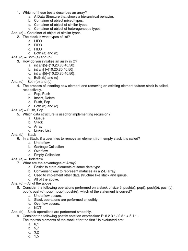 Answer - Key - Suraku Academy - CT DS - 301 - II | PDF | Queue (Abstract Data Type) | Applied ...