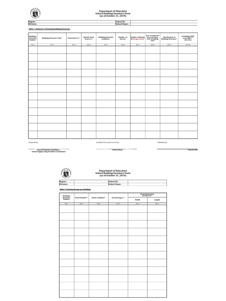 NSBI Forms 2019 Final 090919 Revised | PDF | Toilet | Sink