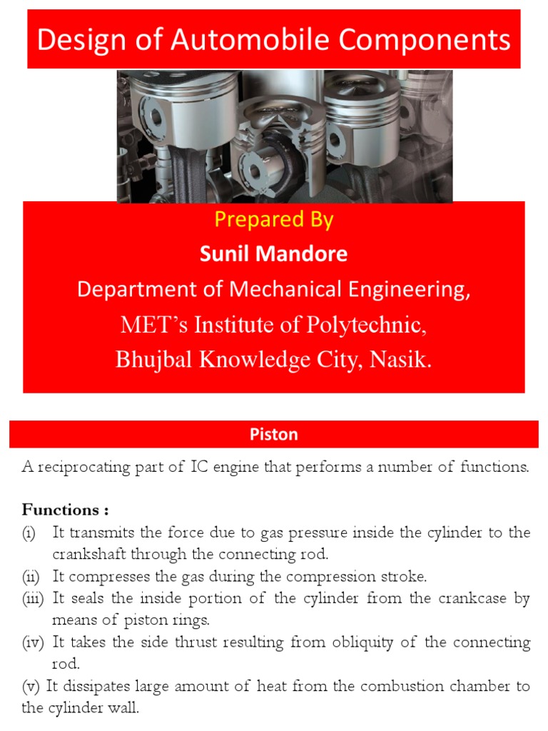 Piston Design in Automotive Engineering | PDF | Piston | Cylinder (Engine)