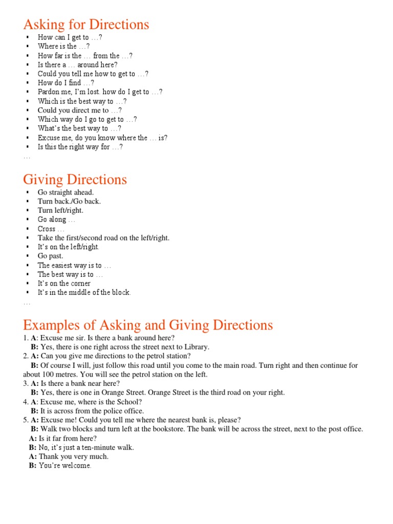 Giving Directions | PDF