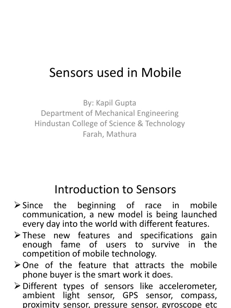 Sensors Used in Mobile | PDF | Gyroscope | Accelerometer