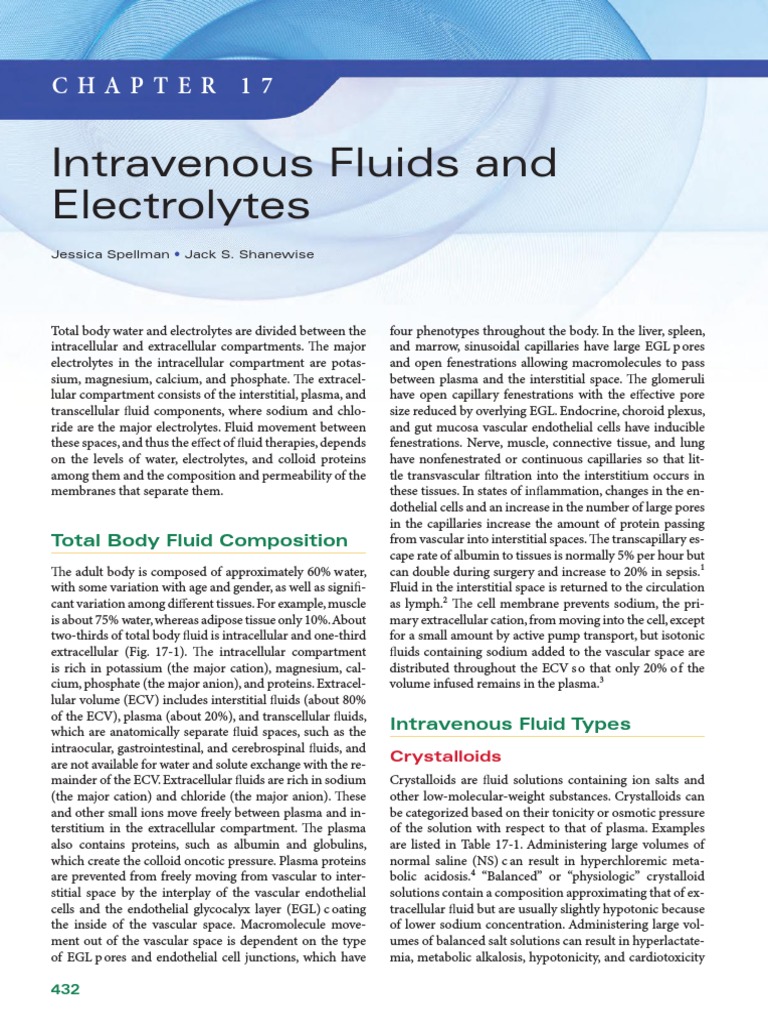 An In-Depth Look at Intravenous Fluids and Electrolytes | PDF ...