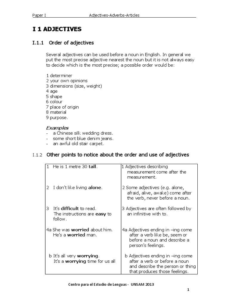 Analyzing Adjectives, Adverbs and Articles in English | PDF | Adverb ...