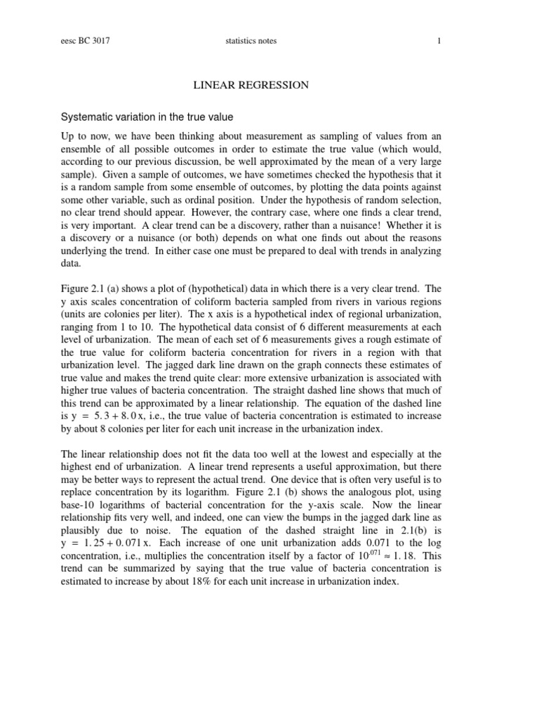 Systematic Var Iation in The True Value: Linear Regression | Download Free PDF | Linear Trend ...