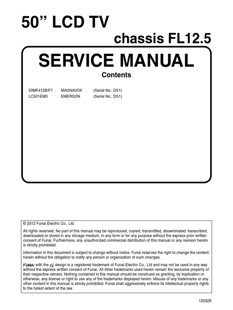Emerson Lc501em3 Magnavox 50mf412b f7 Chassis fl12.5 PDF | PDF ...