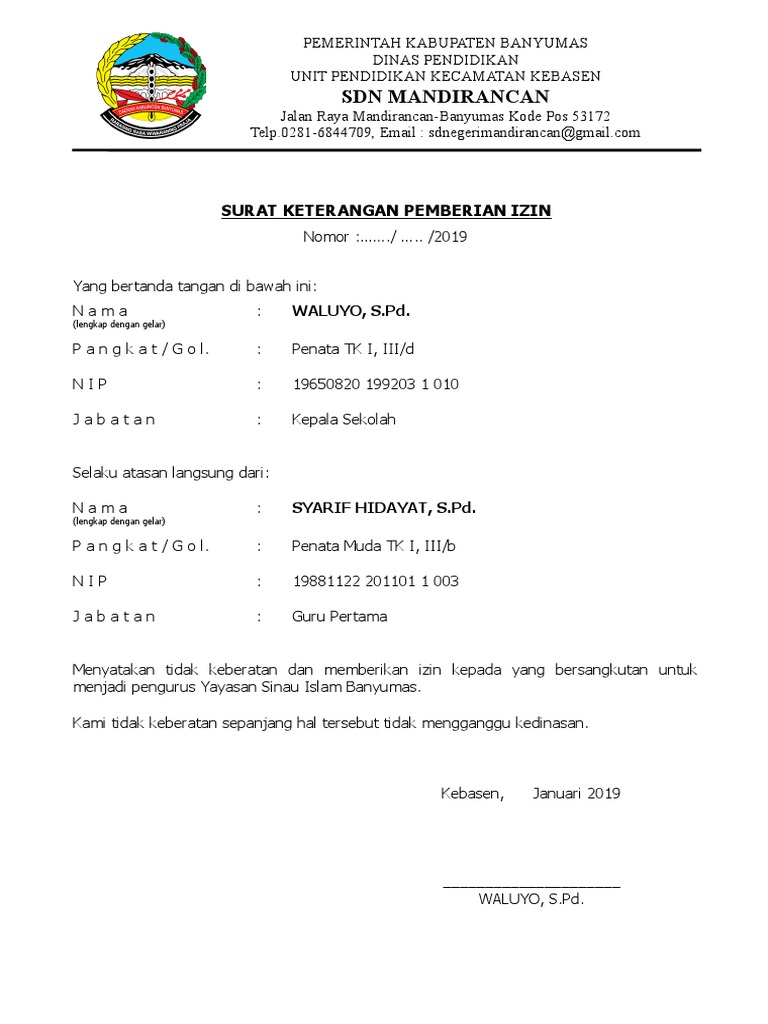 Surat Izin Atasan | PDF