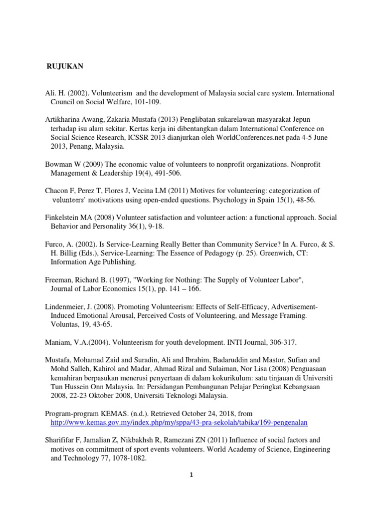 Contoh Penulisan Rujukan | PDF | Volunteering | Action (Philosophy)