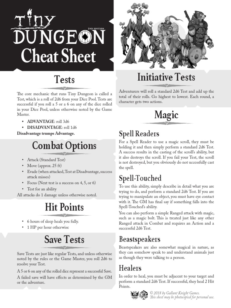 TD Cheat Sheet | PDF | Role Playing | Entertainment