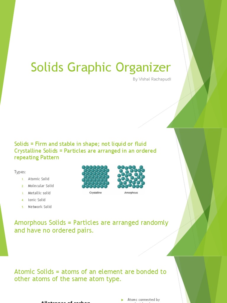 Solids Graphic Organizer: by Vishal Rachapudi | PDF | Solid | Molecules