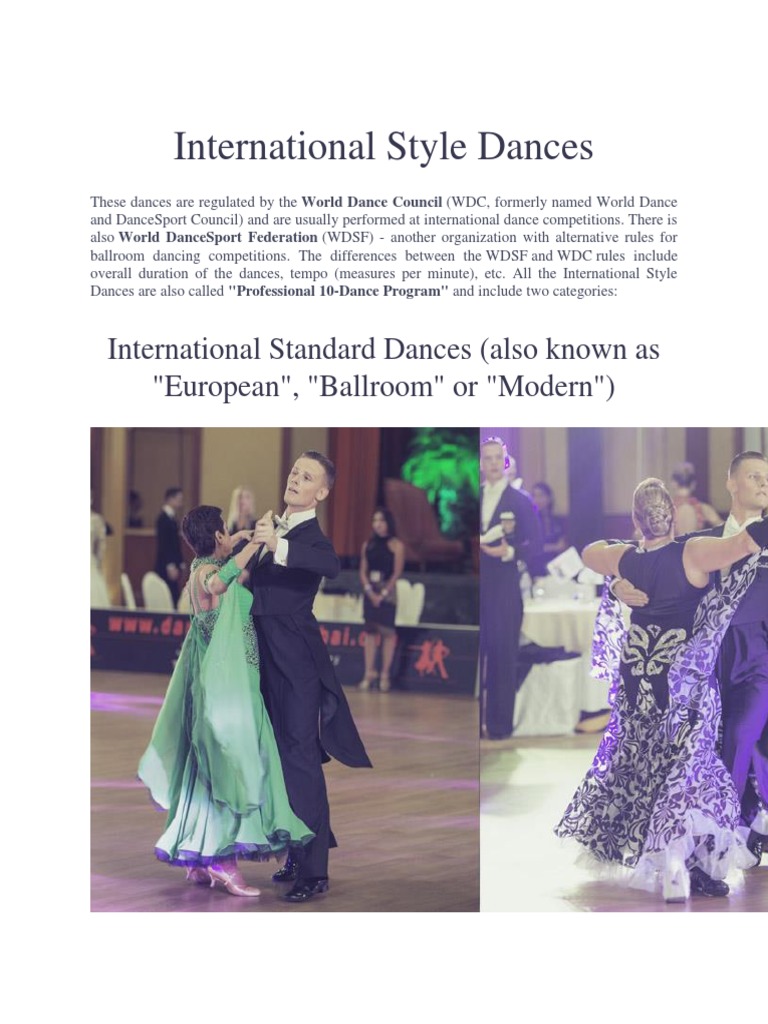 International Style Dances: International Standard Dances (Also Known ...