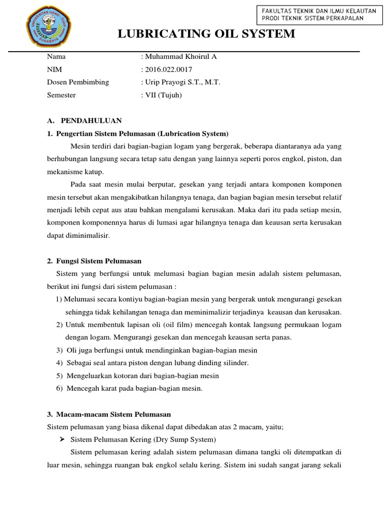 Lubricating Oil System | PDF