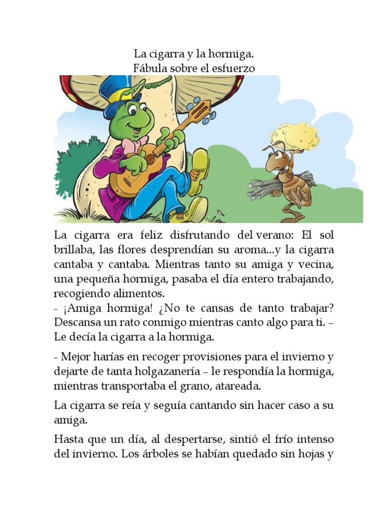 Hoja De Trabajo De Fábulas De Segundo Grado