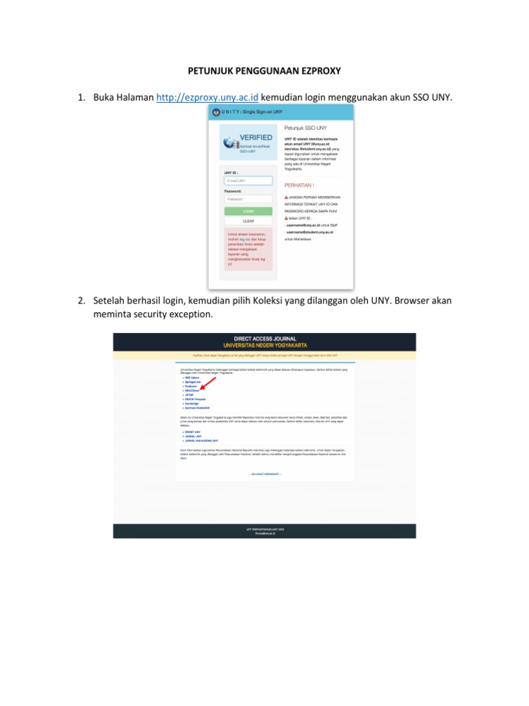 Panduan Login dan Akses EZProxy UNY | PDF | Komputer