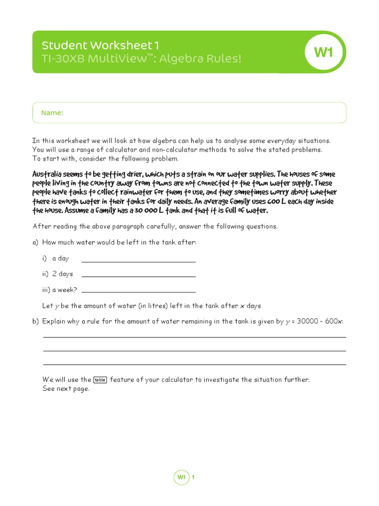 Wasd Alegbra Worksheet Ti-84xb | PDF | Equations | Algebra