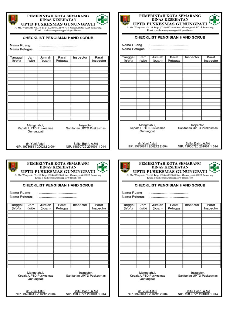 Checklist Hand Scrub | PDF