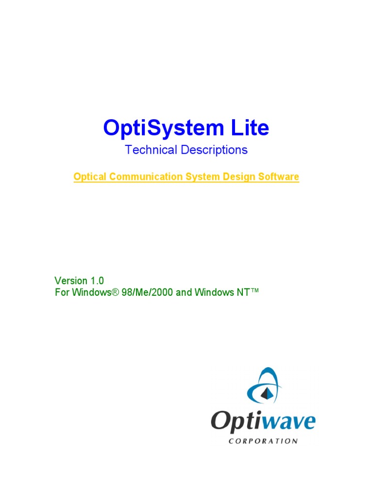 OptiSystem Lite 1 | Download Free PDF | Dispersion (Optics) | Optical Fiber