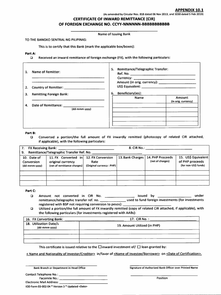 Sample Cir BSP | PDF | Remittance | World Economy